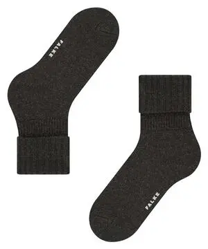 Falke Virgin Wool Ribbed Turn-over Socks - Grey