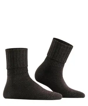 Falke Virgin Wool Ribbed Turn-over Socks - Grey
