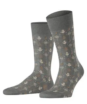 Falke Merry Party Socks With Festive Pattern - Grey