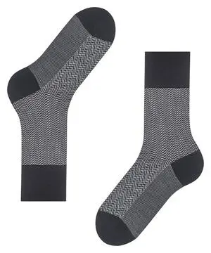 Falke Airport Herringstripe Dress Socks - Black
