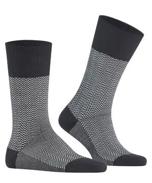 Falke Airport Herringstripe Dress Socks - Black