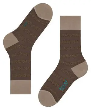 Falke Sensitive Mapped Line Crew Socks - Brown