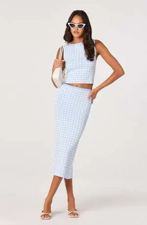 Astr The Label Babbett Gingham Knit Top