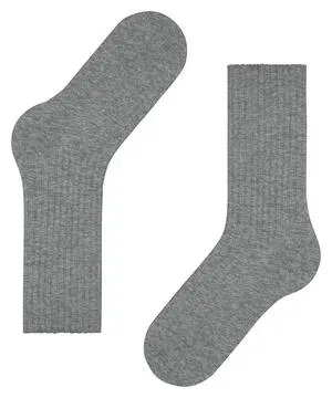 Falke Cosy Wool Blend Ribbed Boot Socks - Grey