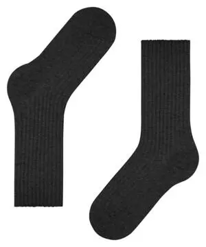 Falke Cosy Wool Ribbed Boot Socks - Grey
