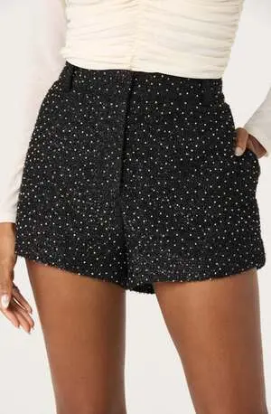 Astr The Label Wynn Beaded Tweed Shorts