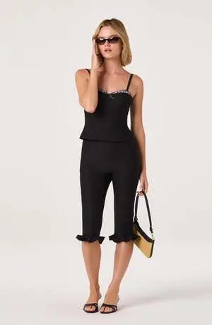 Astr The Label Amalie Ruffle Hem Capri Pants