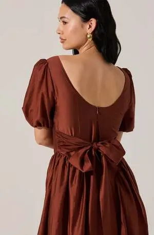 Astr The Label Keairra Puff Sleeve Midi Dress