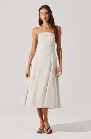 Astr The Label Ayeri Strapless Midi Dress - Tan