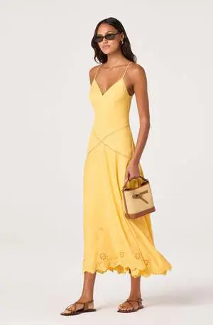 Astr The Label Lainey Eyelet Midi Dress - Mango