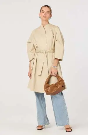 Astr The Label Kaylin Collarless Wrap Trench Coat