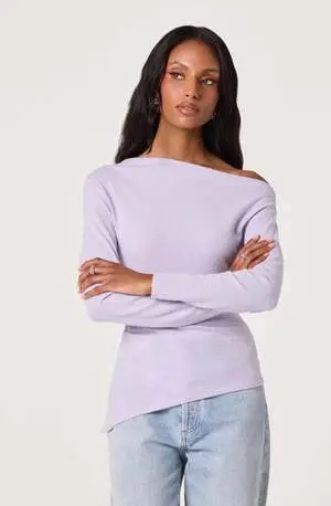 Astr The Label Miah Asymmetric One-shoulder Knit Top - Lilac