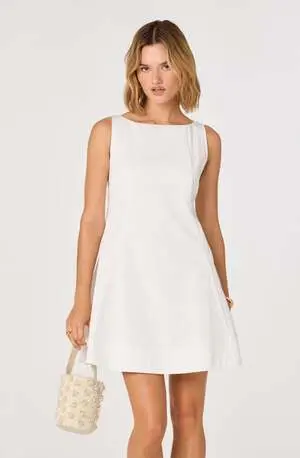 Astr The Label Shyla Bow-back A-line Mini Dress - White