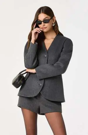 Astr The Label Wynn Wool Blend Tailored High-rise Shorts