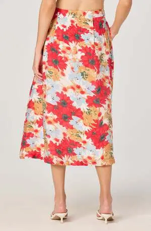 Astr The Label Button Front Pleated Midi Skirt
