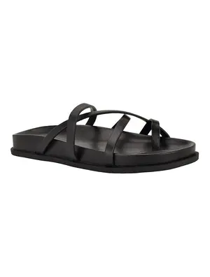 Calvin Klein Helden Leather Strappy Sandals - Black