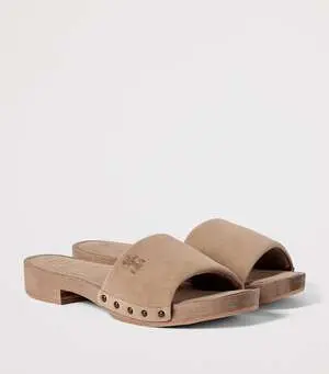 Brunello Cucinelli Suede Clog Sandals
