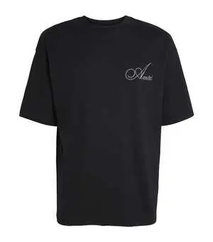 Amiri Cotton Crystal Logo T-shirt - Black