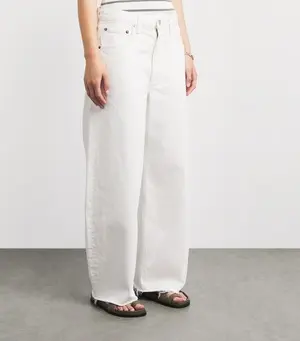 AGOLDE Low Curve Frayed Hem Jeans - White