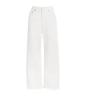 AGOLDE Low Curve Frayed Hem Jeans - White