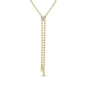 Roberto Coin 18k Yellow Gold Diamond Flower Lariat Necklace - Yg