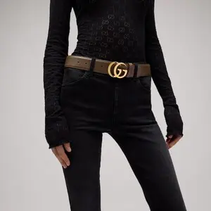 Gucci Gg Marmont Wide Belt - Brown