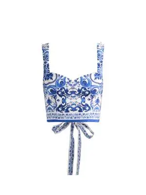 Alice + Olivia Miriam Linen Sweetheart Top - Solstice