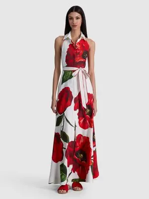 Alice + Olivia Chassidy Halter Maxi Dress - Summer Poppy