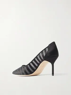 Manolo Blahnik Bb 70 Striped Mesh Pumps