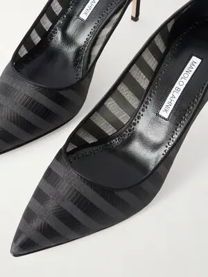 Manolo Blahnik Bb 70 Striped Mesh Pumps