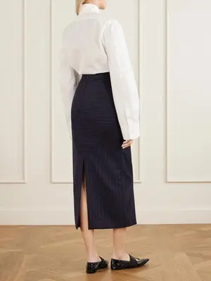 Givenchy Pinstriped Wool Midi Skirt