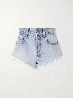 Balenciaga Frayed Denim Shorts - Blue