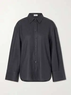 Brunello Cucinelli Oversized Wool Shirt - Dark Gray