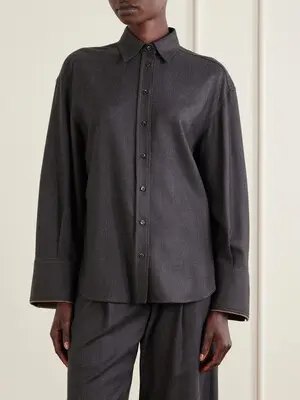 Brunello Cucinelli Oversized Wool Shirt - Gray
