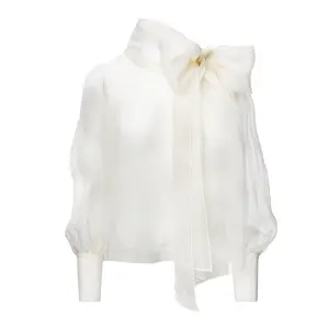 LITA COUTURE Sheer Organza-silk Blouse - White