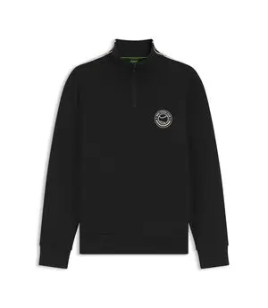 BOSS Sweatshirt With Tennis Artwork And Signature Stripe Details - Black