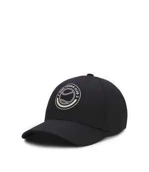 BOSS Cotton Twill Baseball Cap With Tennis Artwork - Black