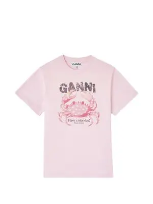 GANNI Printed Cotton T-shirt - Multicolor