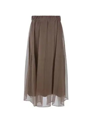Brunello Cucinelli Silk Midi Skirt - Multicolor