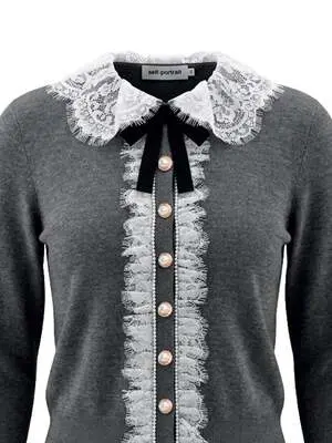 SELF-PORTRAIT Lace Collar Cardigan - Multicolor