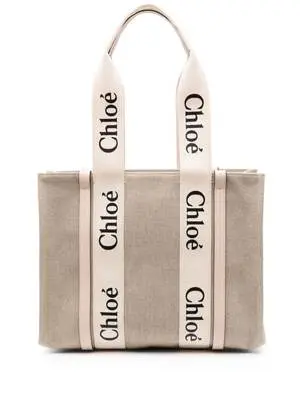 Chloé Woody Medium Linen Tote - Multicolor