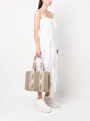 Chloé Woody Medium Linen Tote - Multicolor