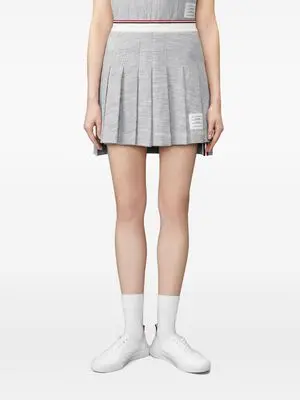 Thom Browne Pleated Mini Skirt With Rwb Stripe Trim - Multicolor