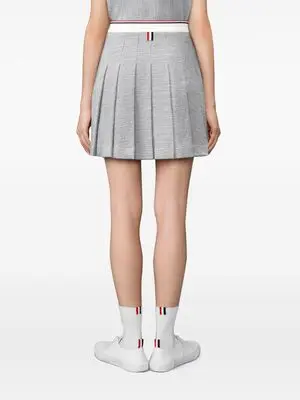 Thom Browne Pleated Mini Skirt With Rwb Stripe Trim - Multicolor