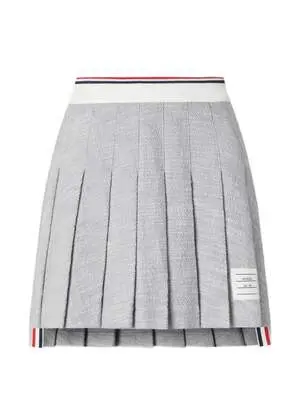 Thom Browne Pleated Mini Skirt With Rwb Stripe Trim - Multicolor