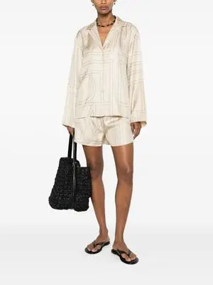 TOTEME Monogram Silk Pajama Shorts - Multicolor