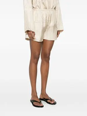 TOTEME Monogram Silk Pajama Shorts - Multicolor