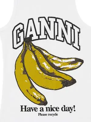 GANNI Printed Cotton Tank Top