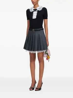 SELF-PORTRAIT Lace Collar Knit Top - Multicolor