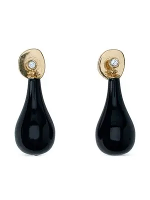 TOTEME TOTEME Onyx Drop Earrings With Crystal Embellishment Multicolor